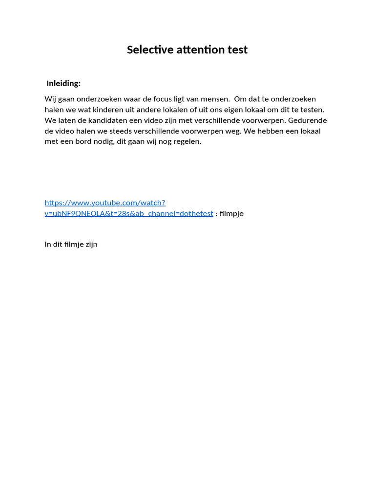 Selective Attention Test Verslag | PDF