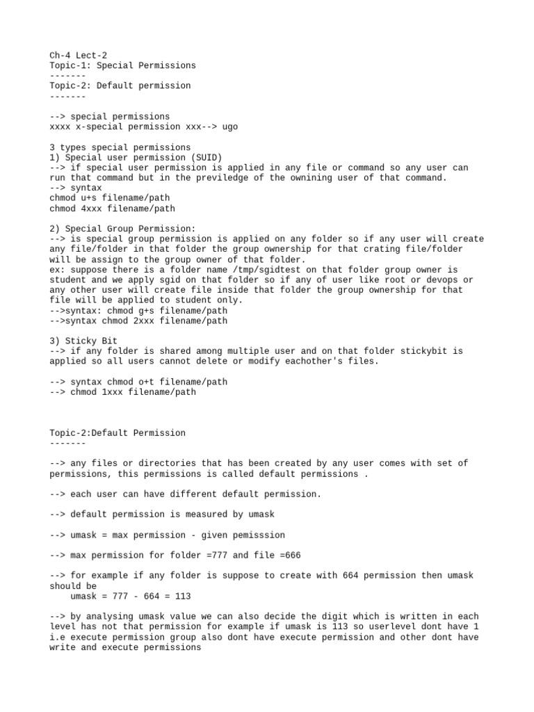 Ch-4 Lect-2 Default and Special Permission | PDF