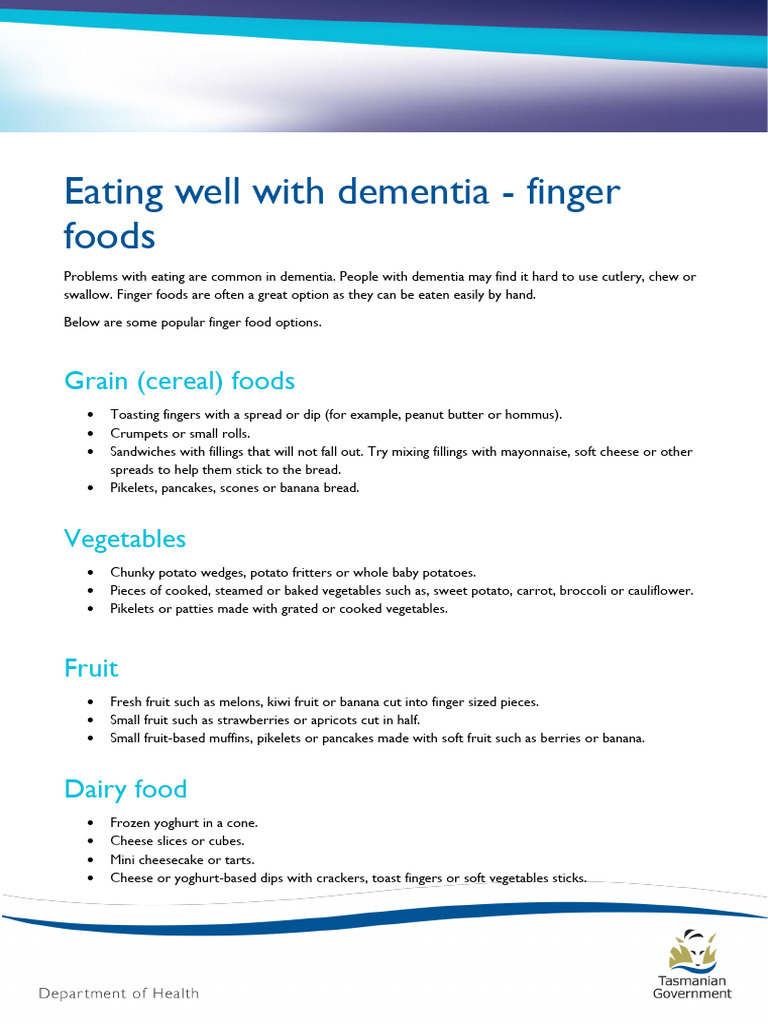 Finger Foods for Dementia Care | PDF