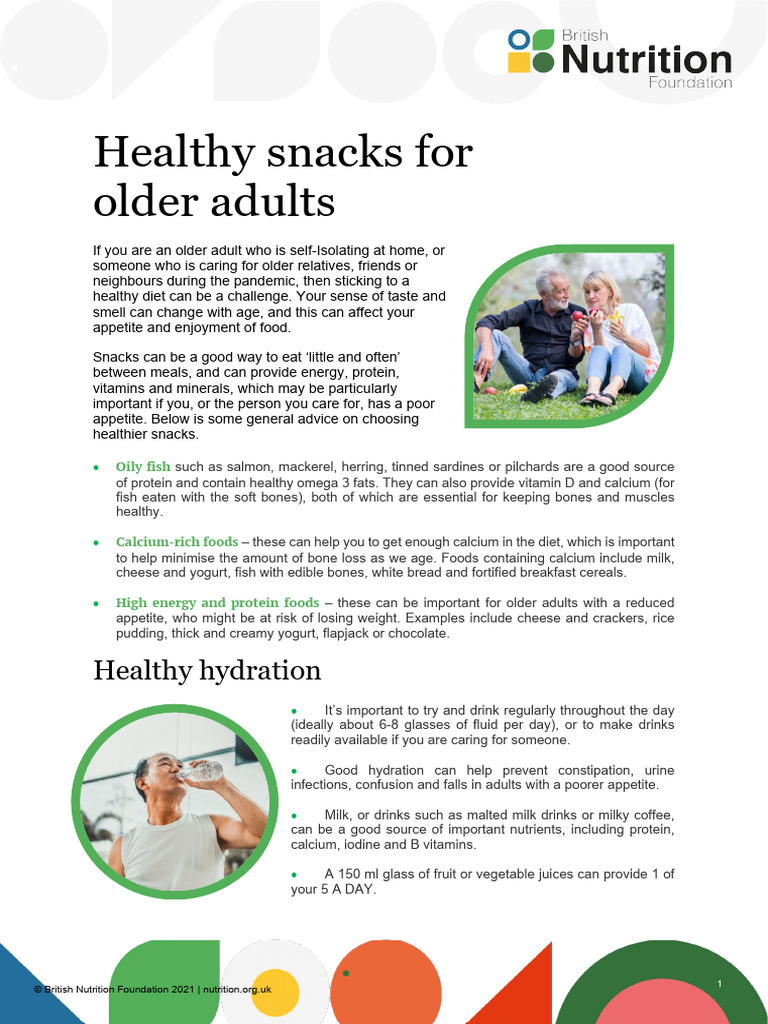 Healthy Snacking For Older Adults | PDF | Foods | Milk