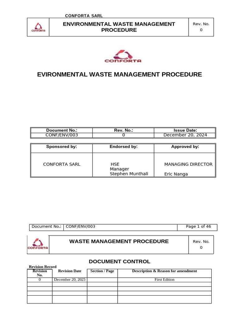 CONF - EVIRONMENTAL WASTE-Management-ProcedureNW10 | PDF | Waste ...