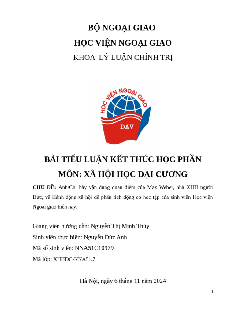 Tiểu Luận Kết Thúc Học Phần XHHDC | PDF