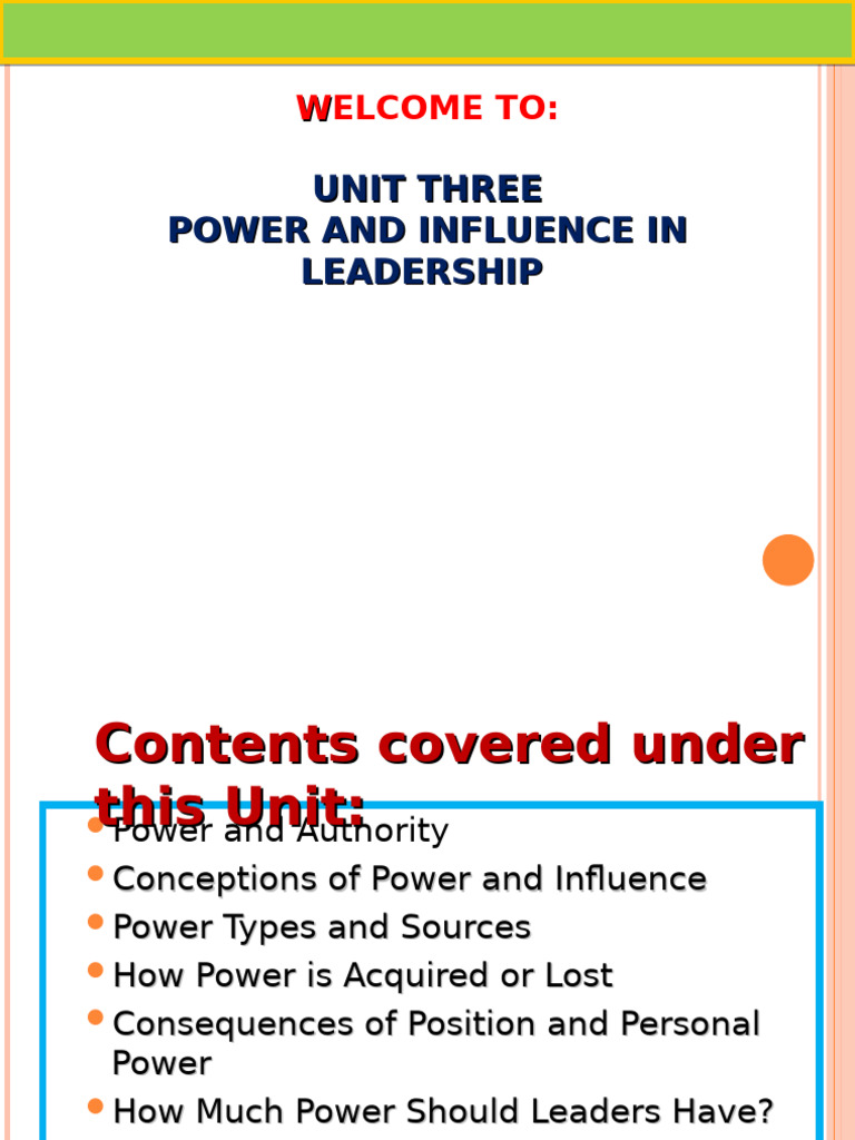 Power and Influence in Leadership | PDF | Power (Social And Political ...