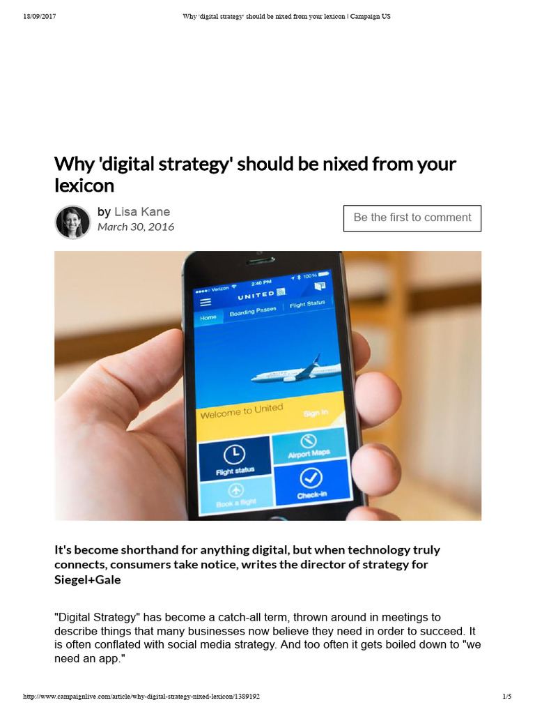 Why 'Digital Strategy' Should Be Nixed From Your Lexicon - Campaign US | PDF | Brand | Marketing