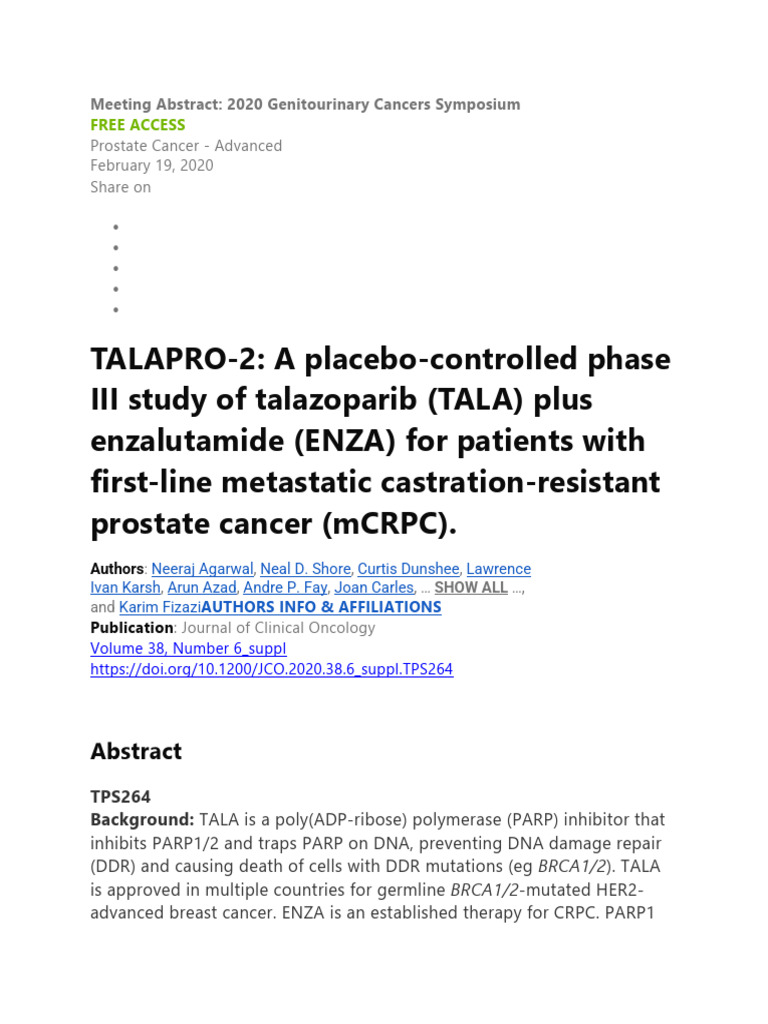 TALAPRO-2 - A Placebo-Controlled Phase III Study | PDF | Prostate ...