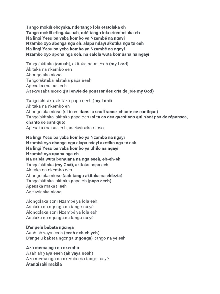Tango Naye - Moïse Mbiye | PDF