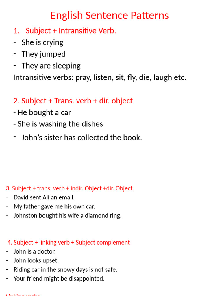 English Sentence Patterns | PDF