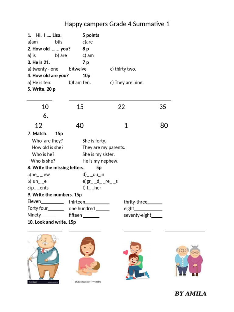 Happy Campers Grade 4 Test Overview | PDF