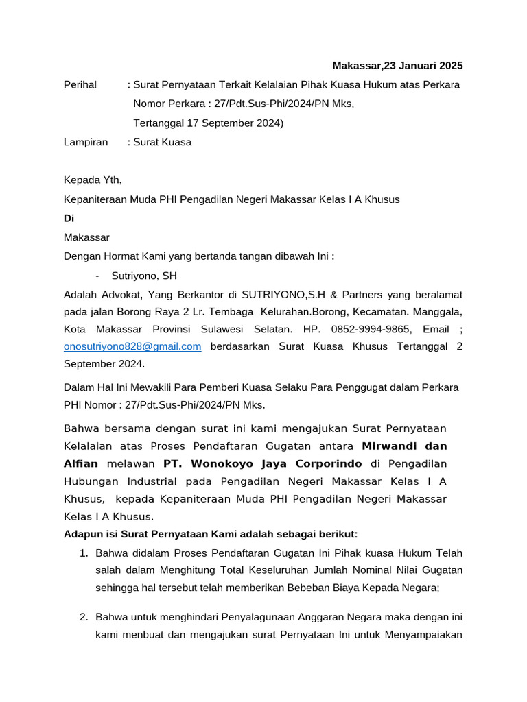 Surat Peryataan Kelalaian | PDF