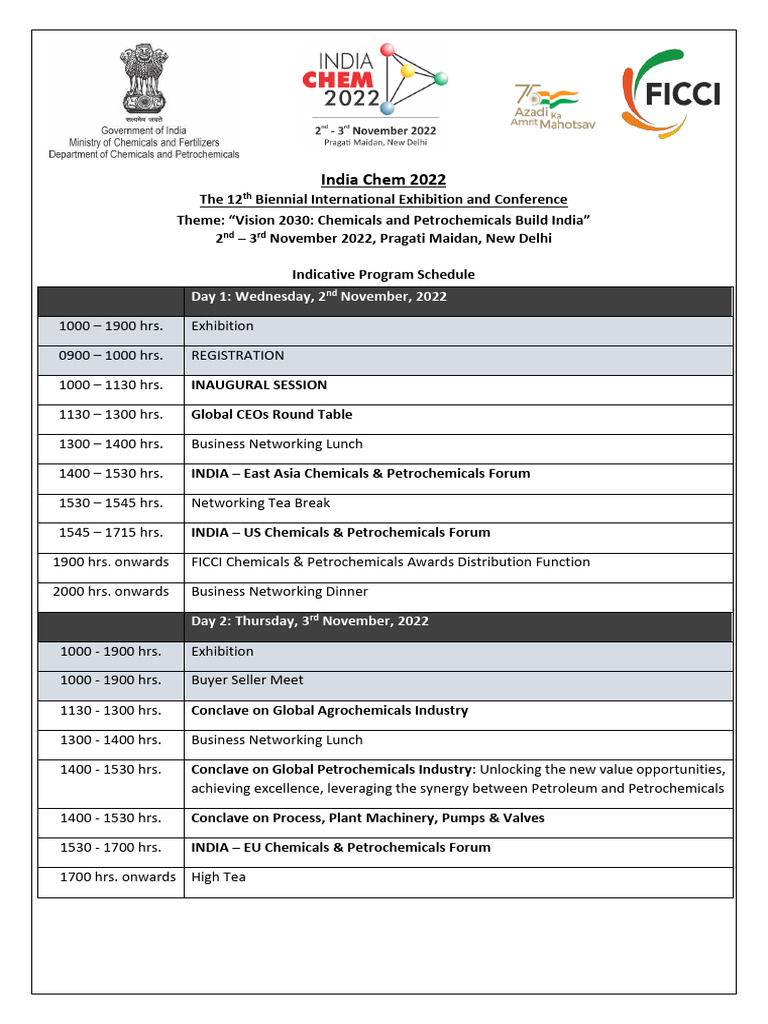 India Chem 2022 - Indicative Program | PDF