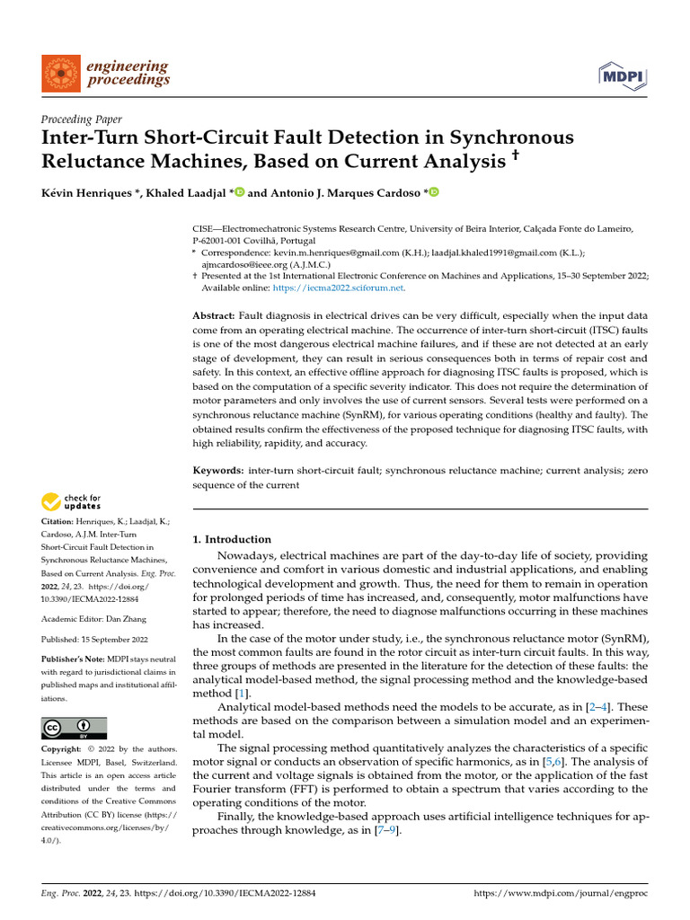 Inter Turn Short Circuit Fault Detection Pdf Spectral Density Electrical Engineering