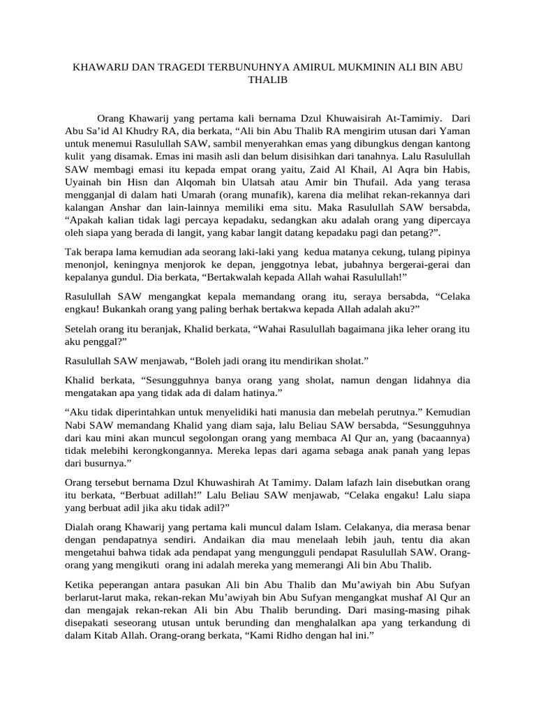 Sejarah Ringkas Golongan Khawarij | PDF