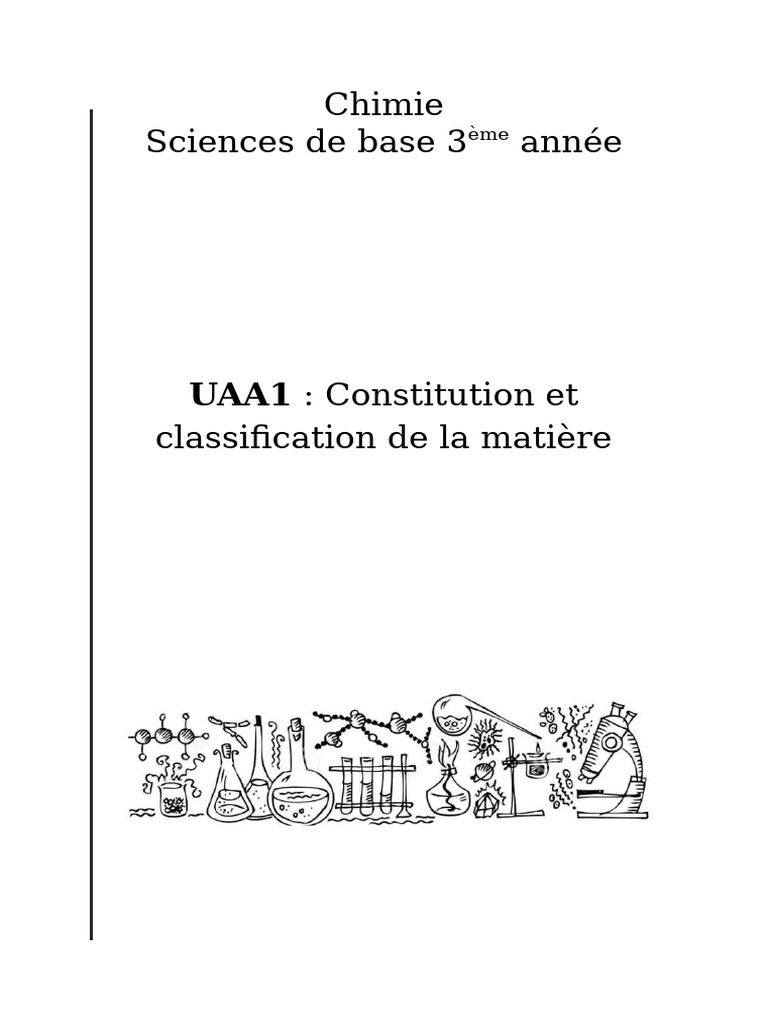 3SB. Chimie. UAA1. Constitution Et Classification de La Matière (2024 ...