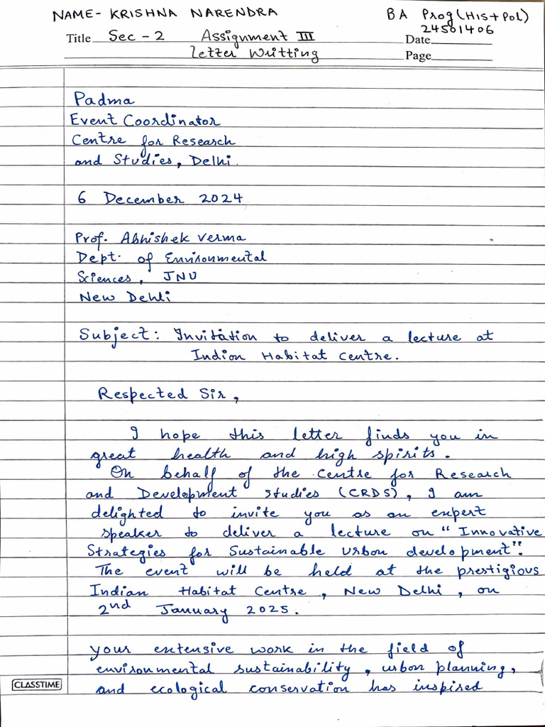 Krishnanarendra Letterwriting Pdf