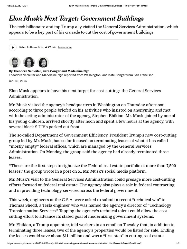 Musk's Cost-Cutting at GSA | PDF | Elon Musk