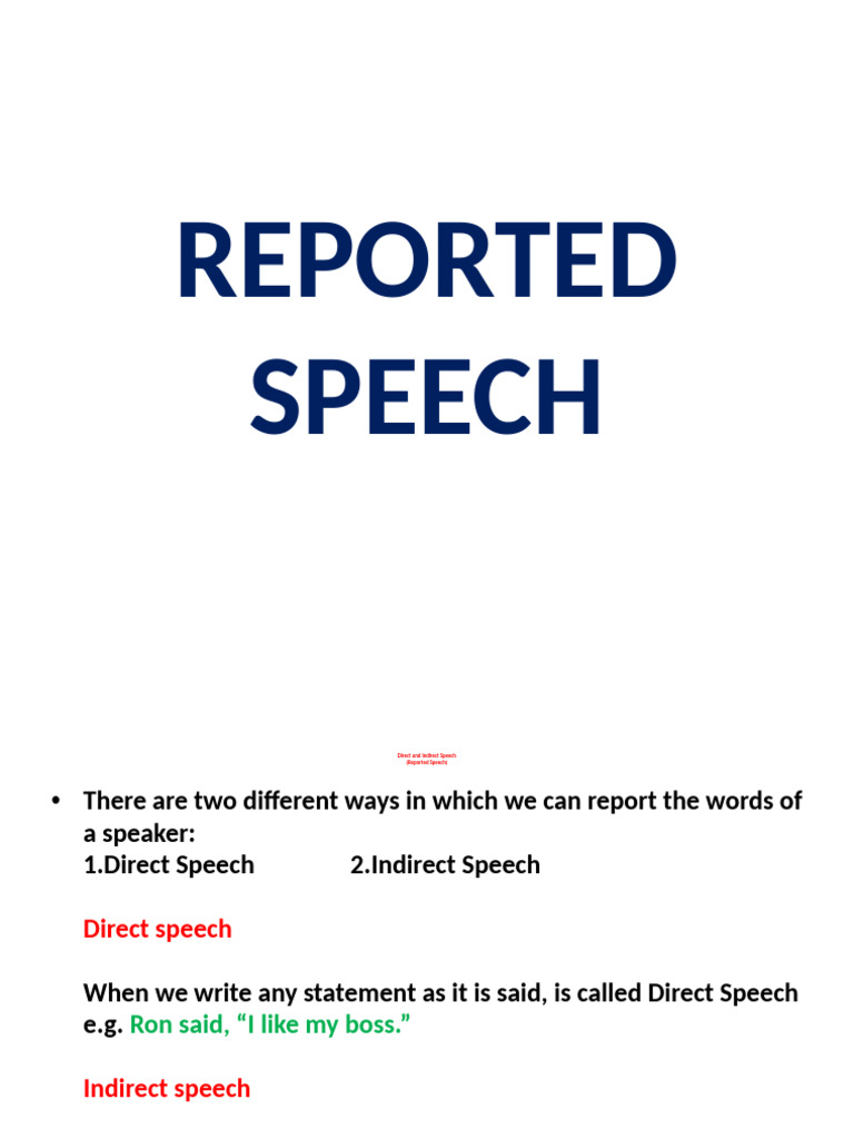 Reported Speech | PDF | Question | Syntax