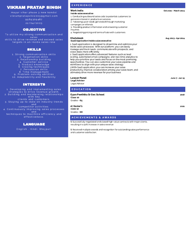 Inside Sales Executive Resume Summary | PDF | Sales | Business