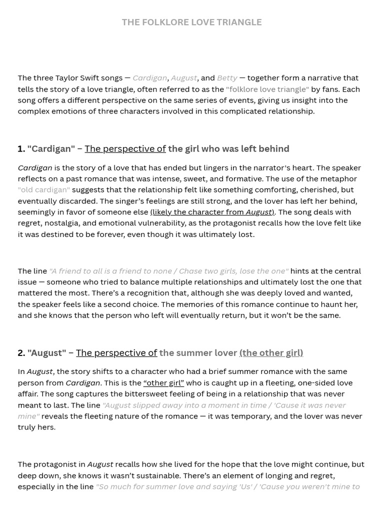 The Folklore Love Triangle | PDF | Love | Romance (Love)