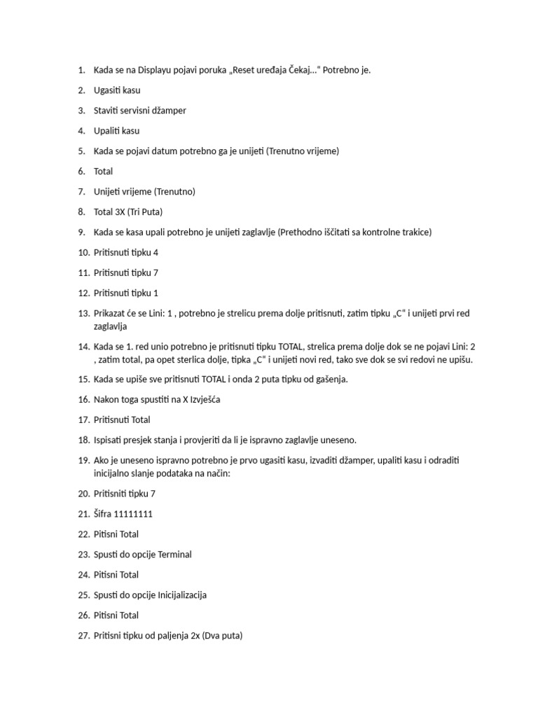Datecs DP-50 Reset Uređaja | PDF