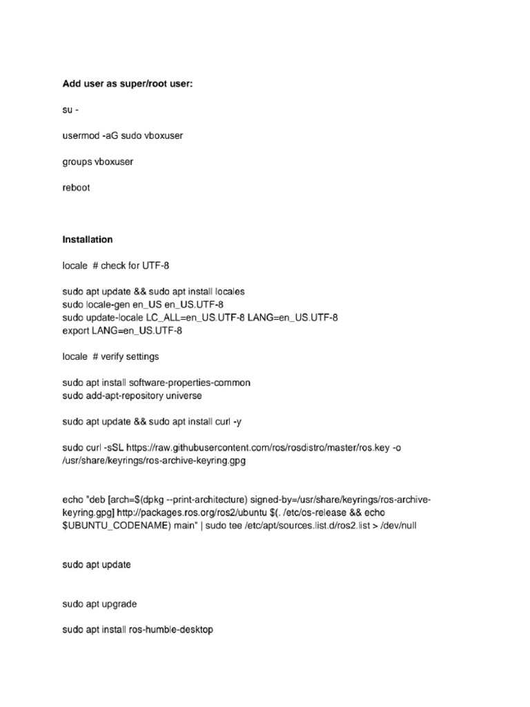 ROS2 Humble Installation Guide | PDF