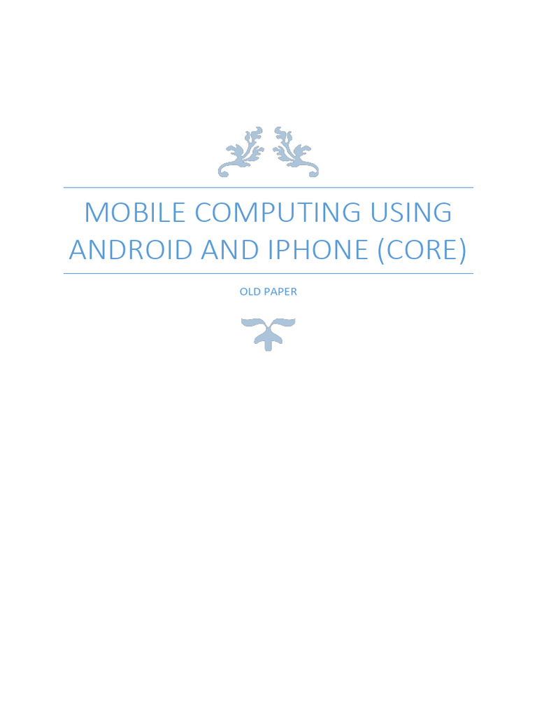 Mobile Computing Using Android and Iphone (Core) | PDF | Android (Operating System) | Databases
