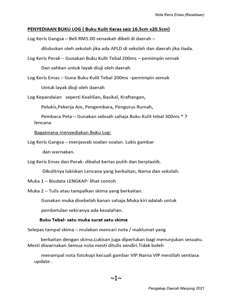 Nota Keris Emas 2021 PDF | PDF