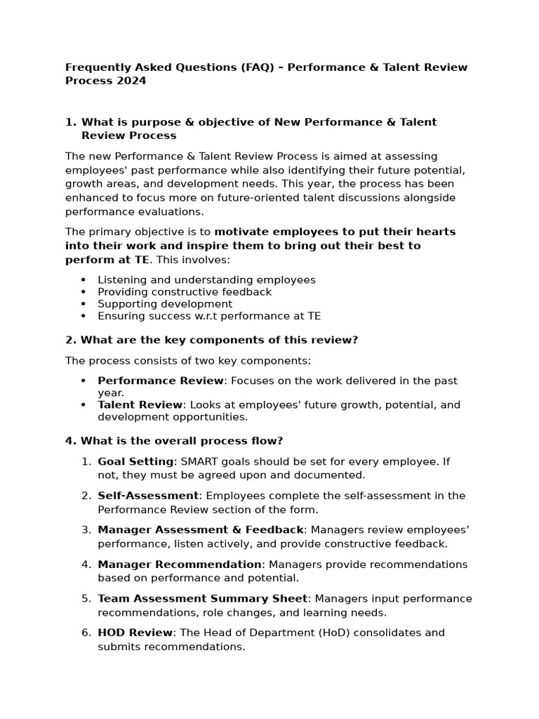 2024 Performance & Talent Review FAQ | PDF | Performance Appraisal | Organizational Behavior