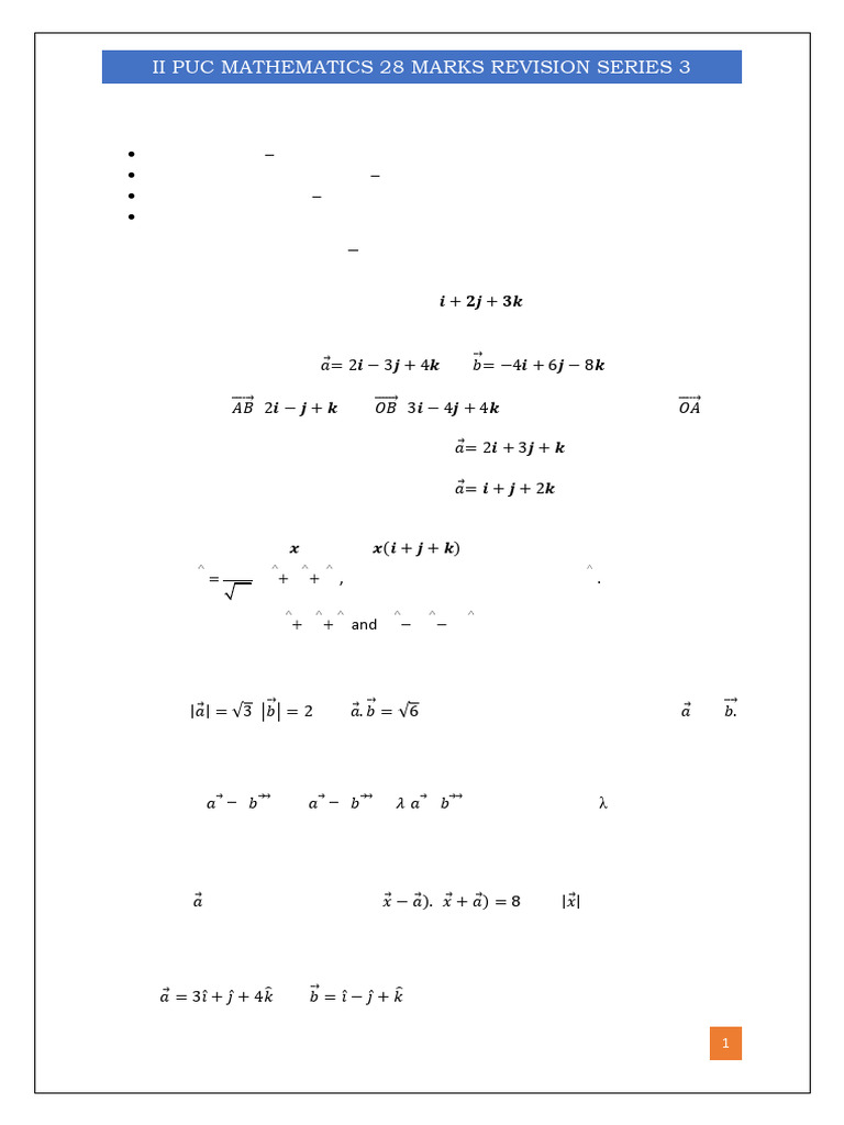 28 MARKS REVISION SERIES 3 VECTORS 3D LPP PROB | PDF | Cartesian ...