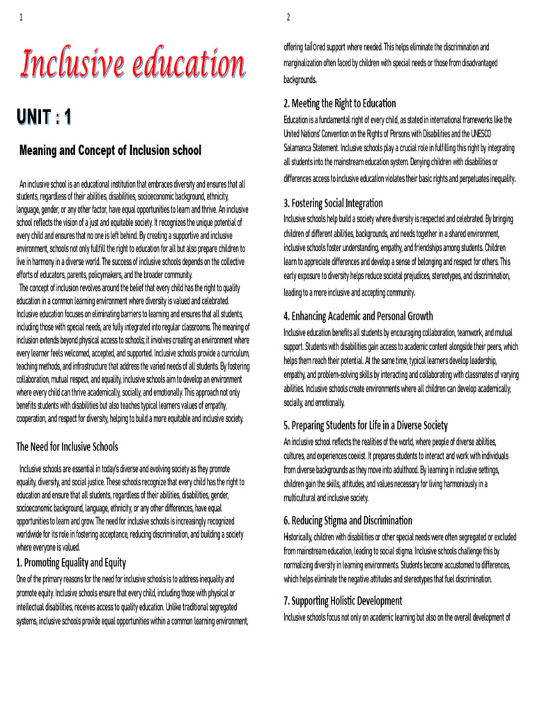 Inclusive Education1 | PDF | Inclusion (Education) | Learning