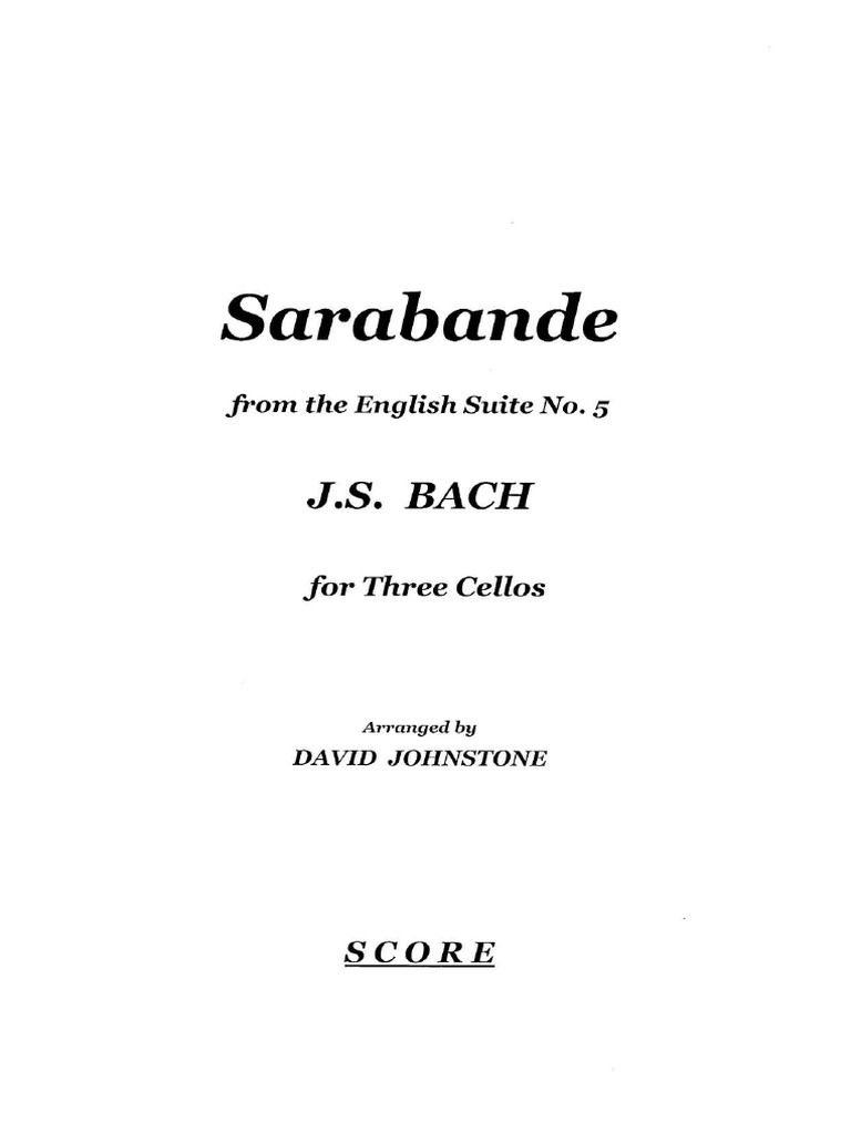 BACH Sarabande 3 Cellos SCORE | PDF