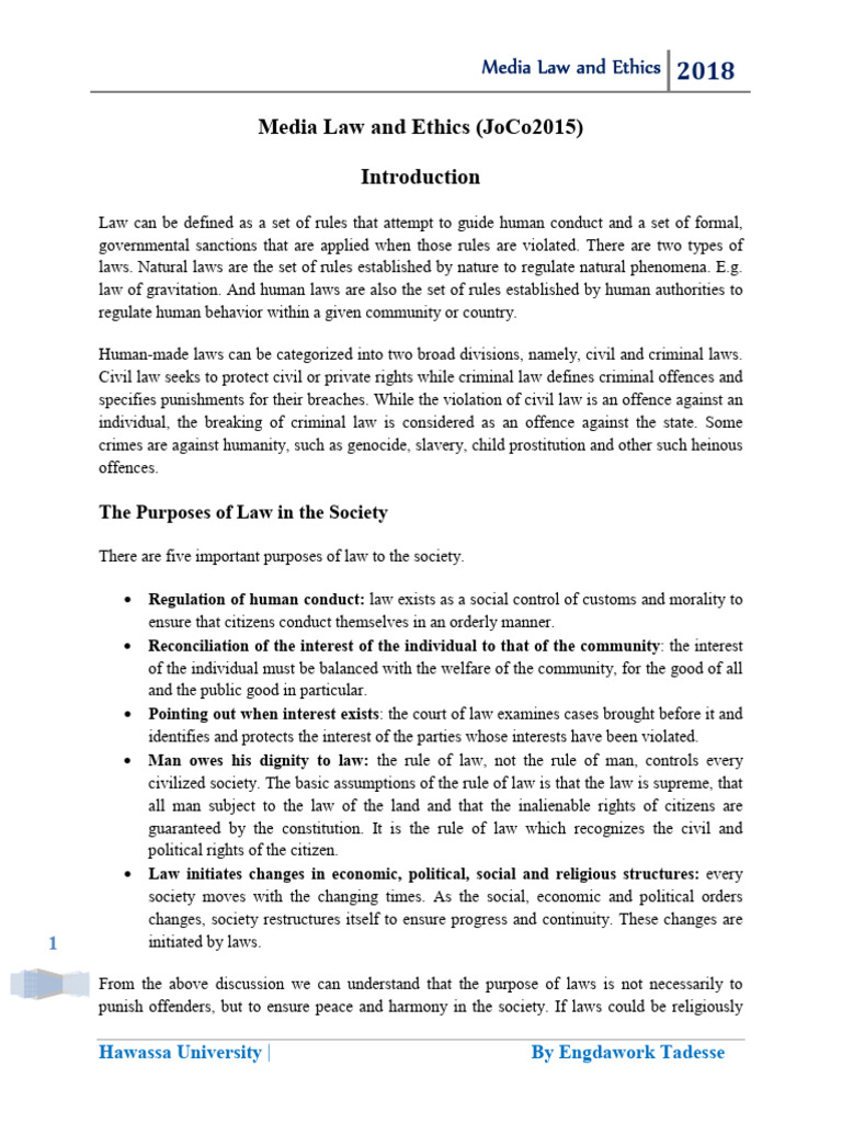 lecturenote_Media Law & Ethics | PDF | Censorship | Freedom Of Speech