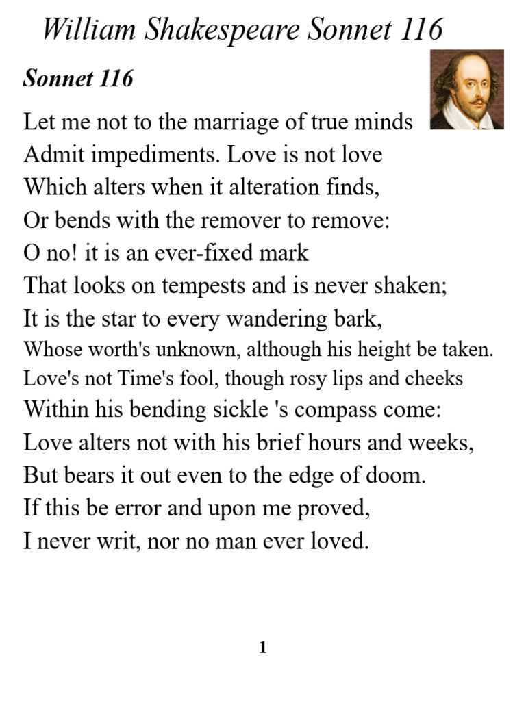 William Shakespeare Sonnet 116 | PDF