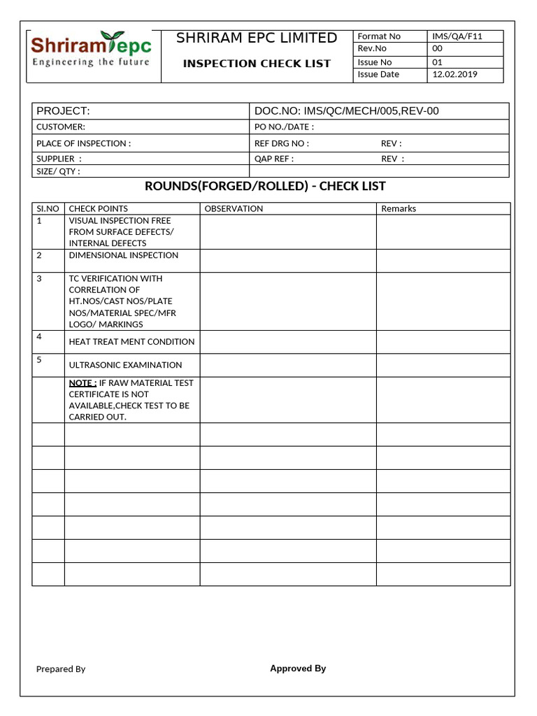 IMS QC MECH 005 ROUNDS | PDF