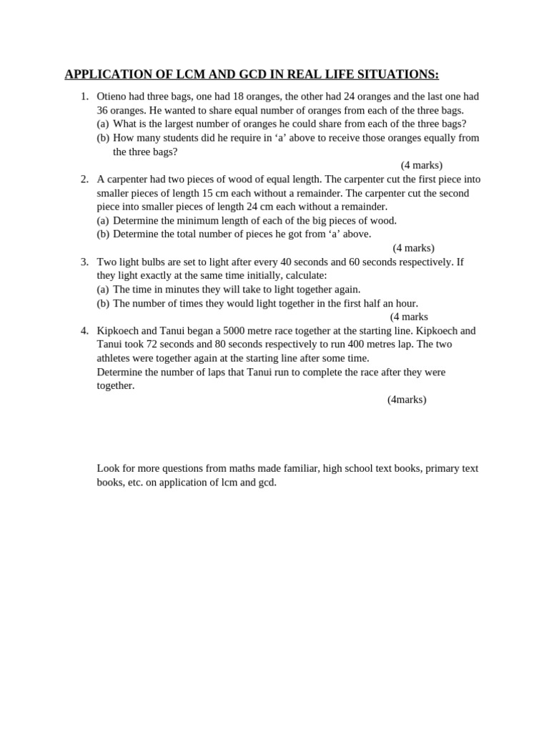 Real-Life Applications of LCM and GCD | PDF