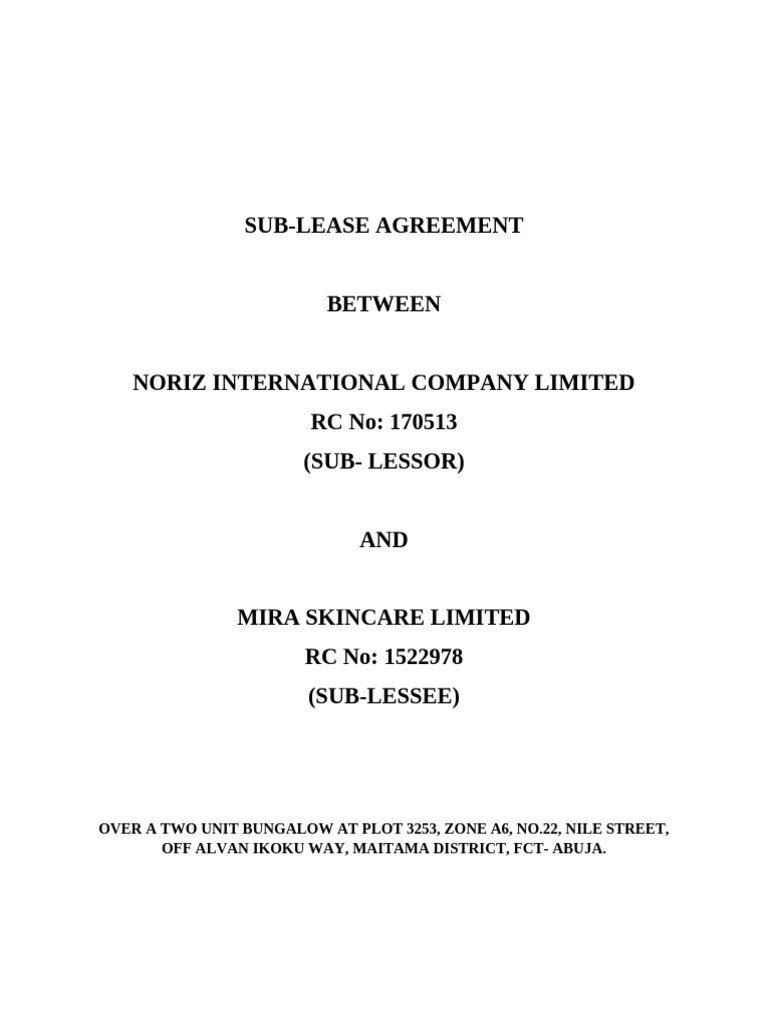 Sub-Lease Agreement (Amended) | PDF | Lease | Private Law
