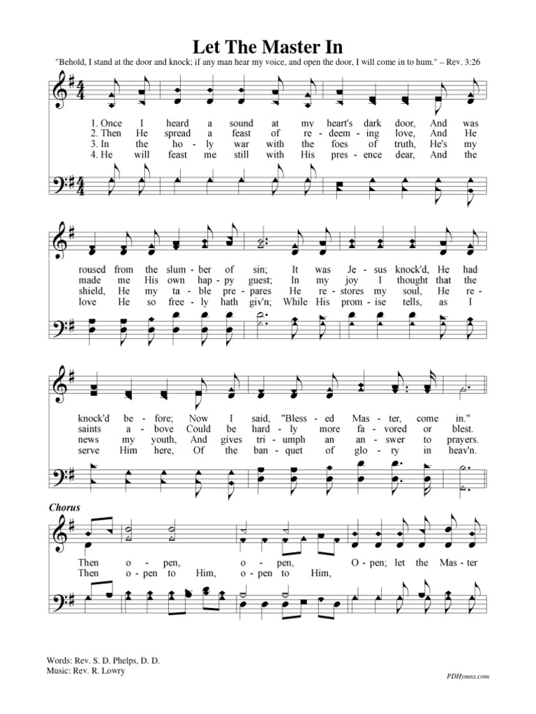 Let The Master In Hymn Lyrics | PDF