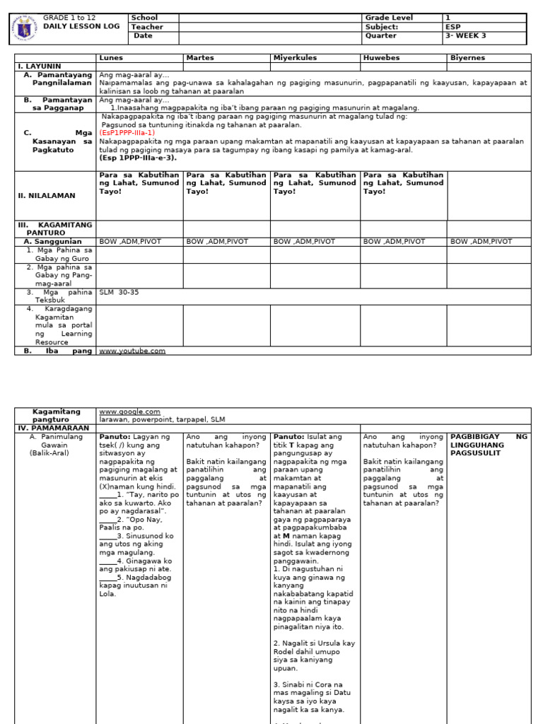 Q3-WK3-GRADE-1-ESP | PDF