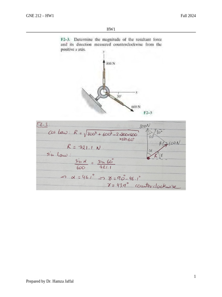 GNE 212 - HW1 Solution | PDF