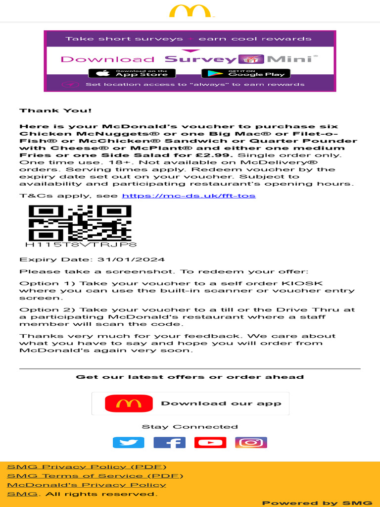 McDonald's Food For Thoughts - Thank You | PDF