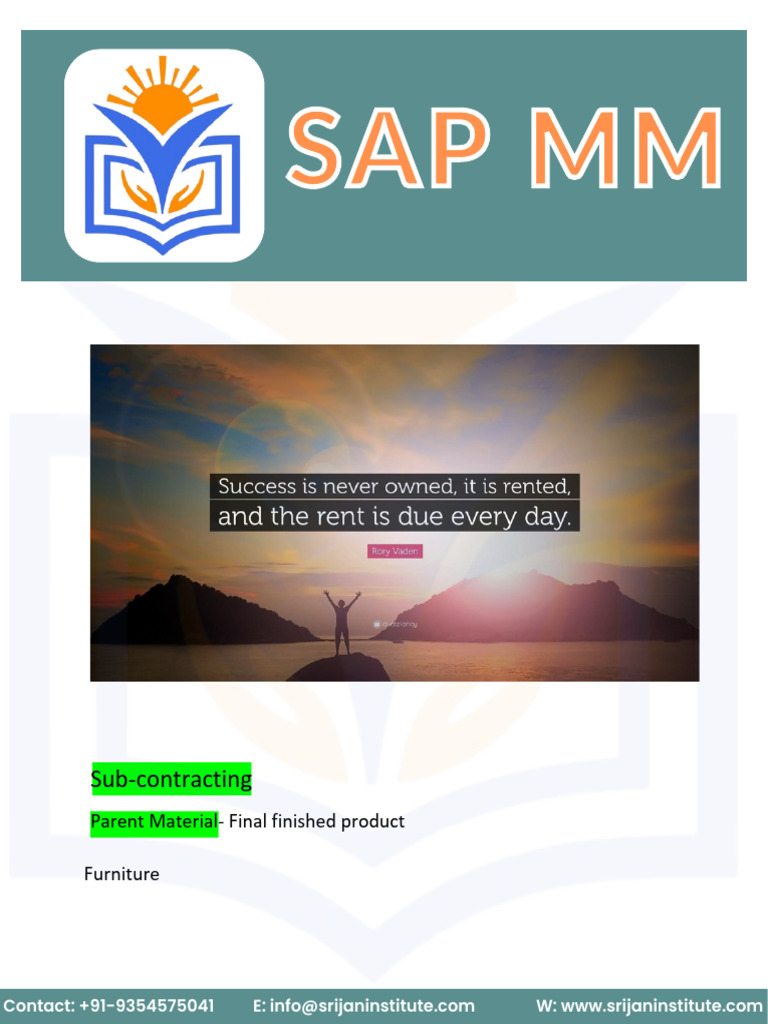 SAP MM Subcontracting Process Steps | PDF