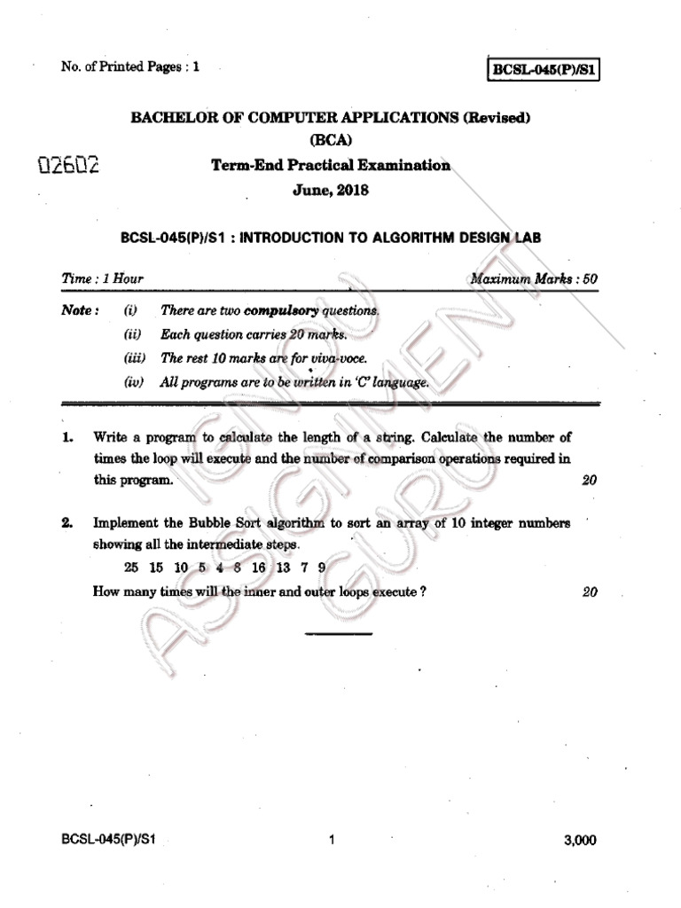 Algorithm Design Lab Exam Guide | PDF