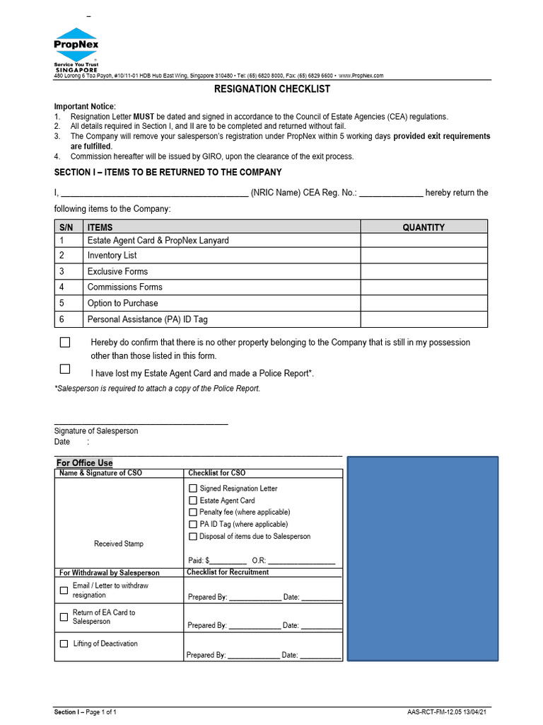 Resignation Checklist 2 | PDF | Common Law | Justice
