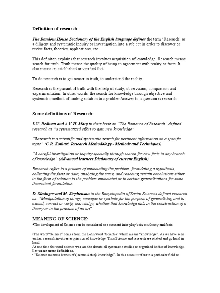 Definition of Research | PDF | Science | Marketing Research