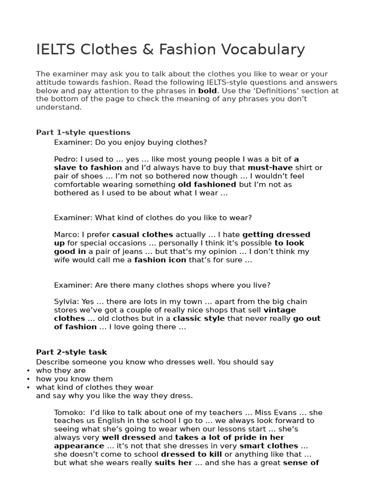 Ielts Clothing | PDF | Fashion | Clothing