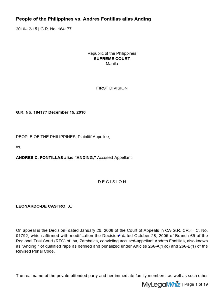 Philippines Rape Case: Fontillas Appeal | PDF | Rape | Public Law