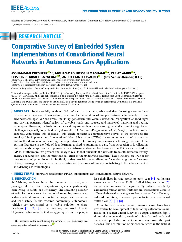 Comparative Survey Of Embedded System Implementations Of Convolutional Neural Networks In