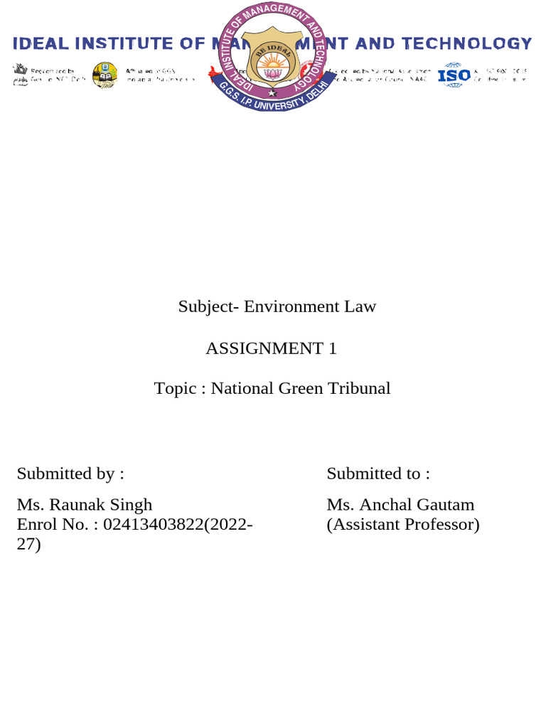 Env Law Assign No.1 | PDF