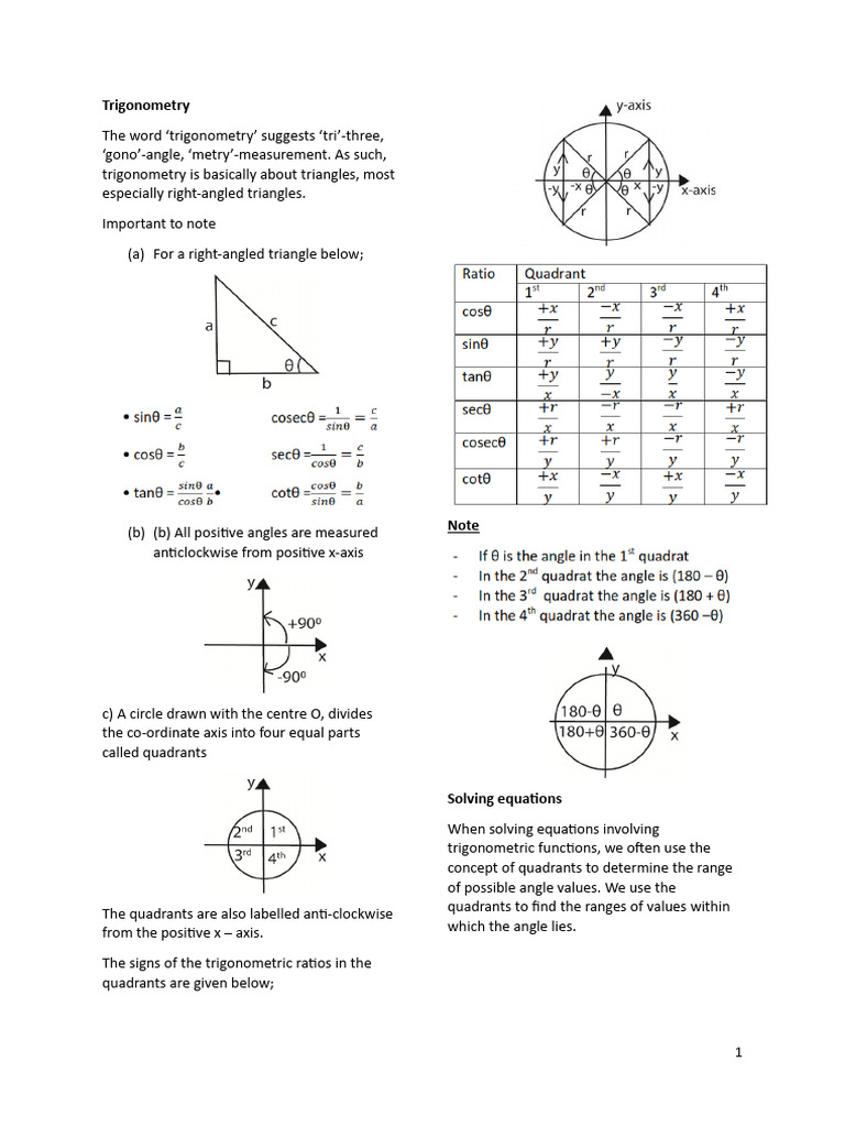Trigonometry work | PDF | Circle | Trigonometric Functions