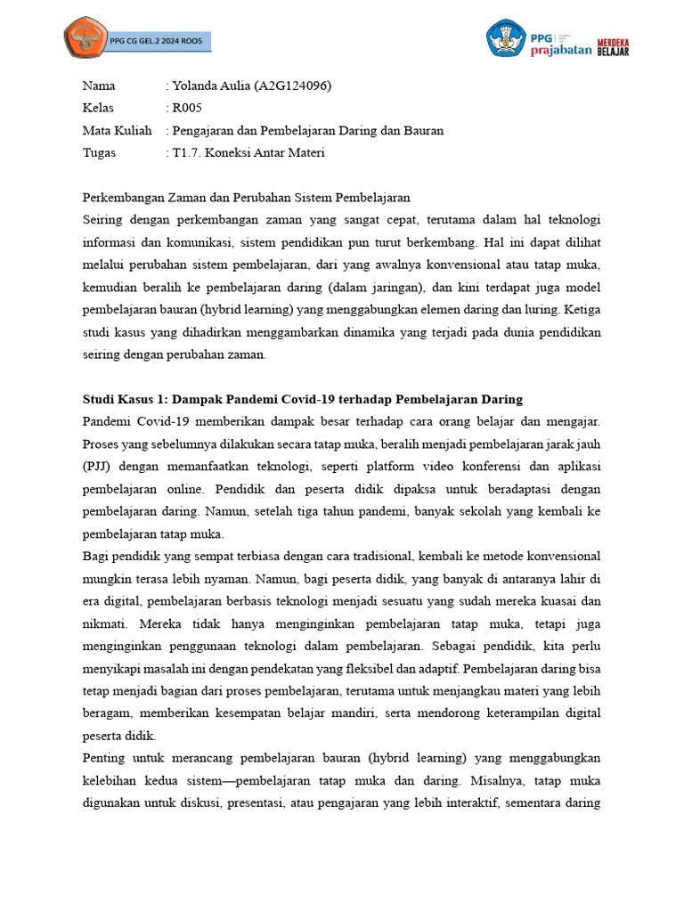 PPDB T1.7. Koneksi Antar Materi YOLANDA AULIA | PDF