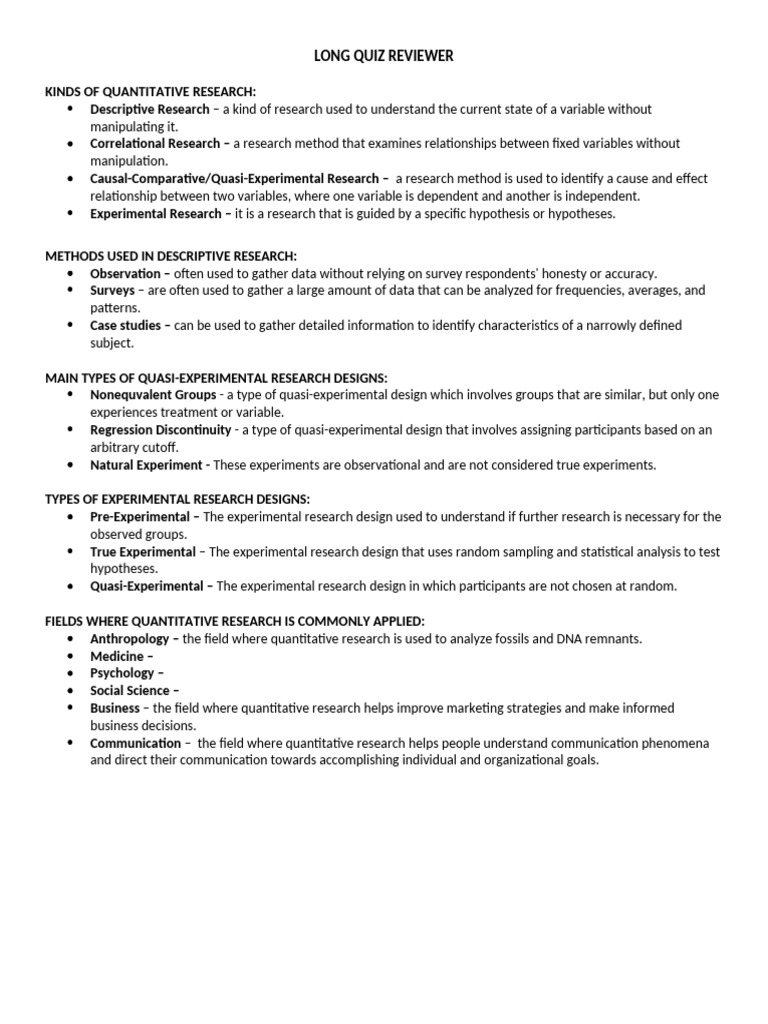 Types of Quantitative Research | PDF | Experiment | Research Design